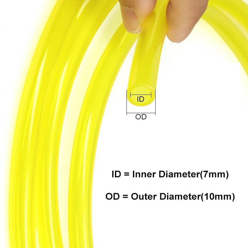 Желтый маслостойкий топливный шланг из TPU для бензопил ID 7mm x OD 10mm, 2 meters