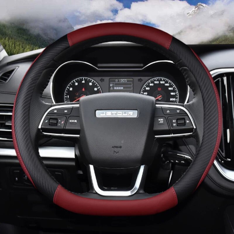 Анти-проскальзывание чехол для рулевого колеса Chery JETOUR X70 Plus/X70/X90/X95/X70M, все сезоны, без шитья, кожа,