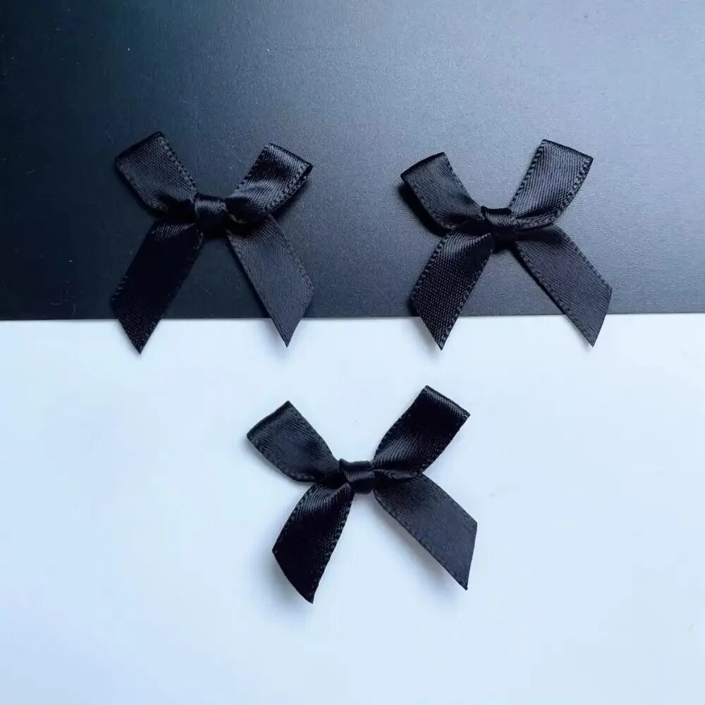 Мини заколки для волос с бантом, черные, 4 см (2 шт)