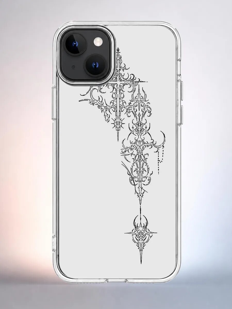 Чехол iPhone 13 готический крест силиконовый прозрачный