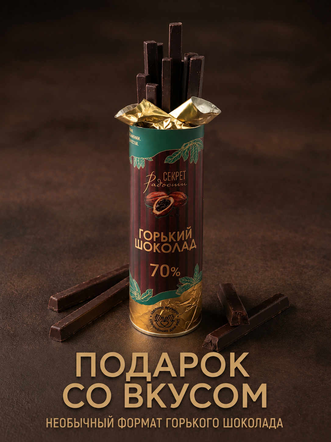 Шоколад Секрет Радости, горький, 70%, 150 гр, подарочная упаковка