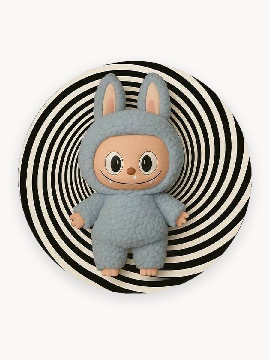 Слипмат с игрушкой Лабубу фетровый, мат для для винилового проигрывателя - 297мм