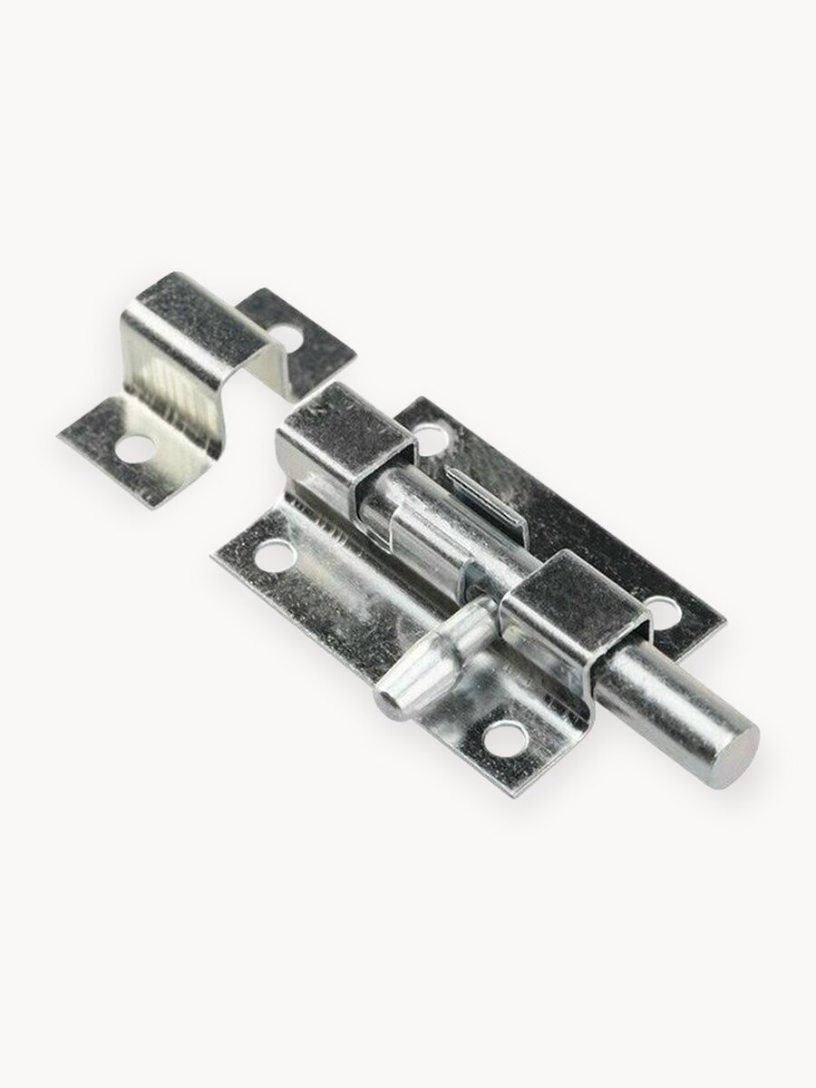 Задвижка дверная ШП-40 Четыре сезона оцинкованная для дверей/засов накидной настенный на калитку/шпингалет с накладками