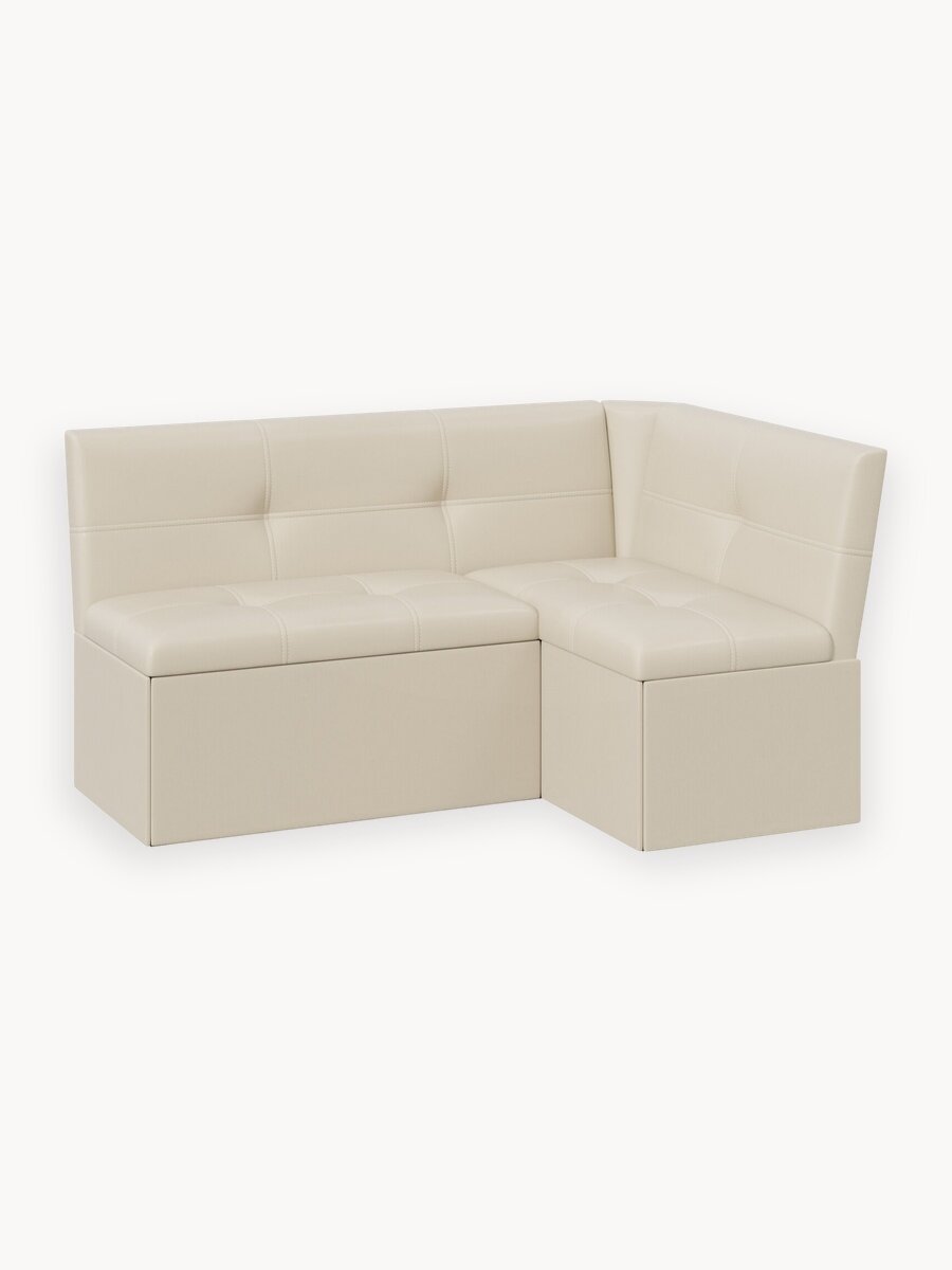 Кухонный уголок "Квадро 3" PRIME, угловой, с ящиком для хранения, L=149 см, экокожа бежевая