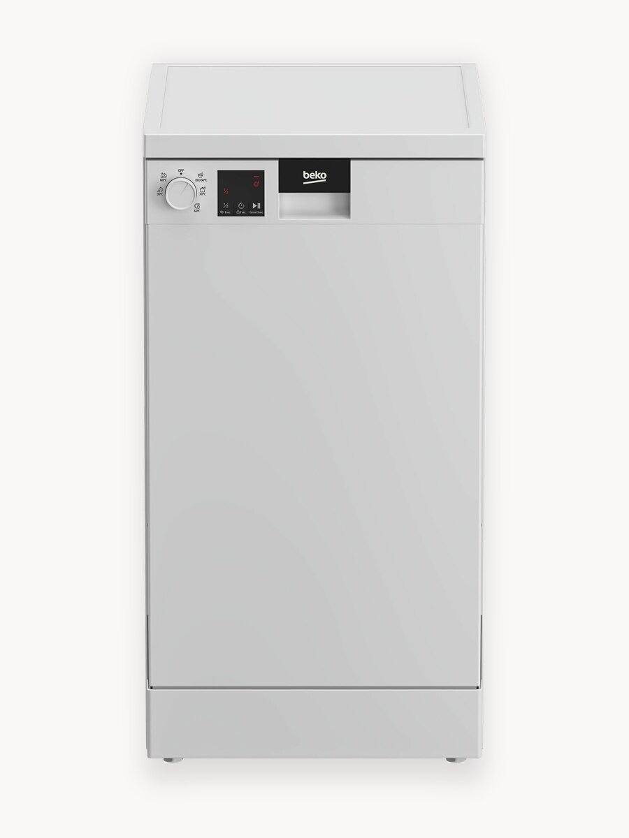 Узкая посудомоечная машина Beko DVS050R01W, 10 комплектов, белый