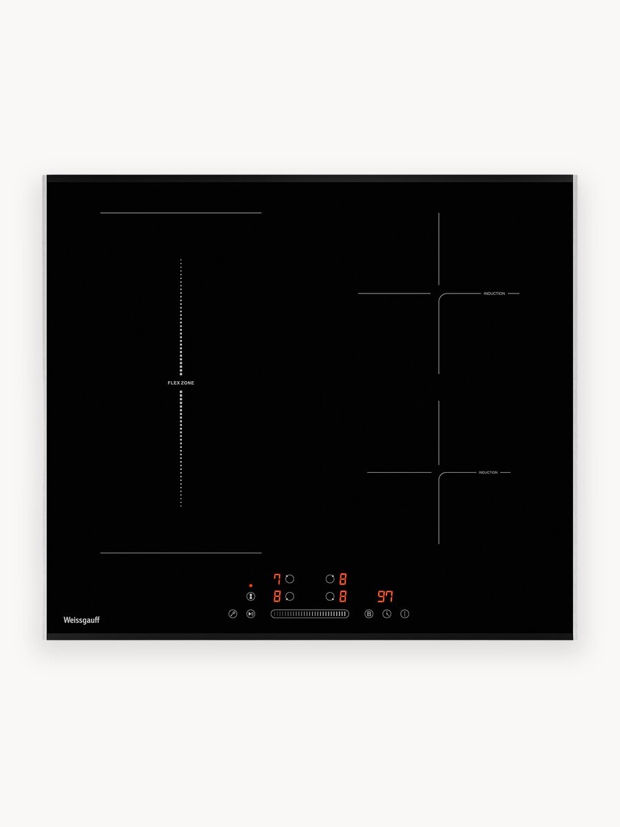 Индукционная варочная панель с инвертором Weissgauff HI 643 BFZG, Flex Zone, Опция Boost, 9 уровней мощности