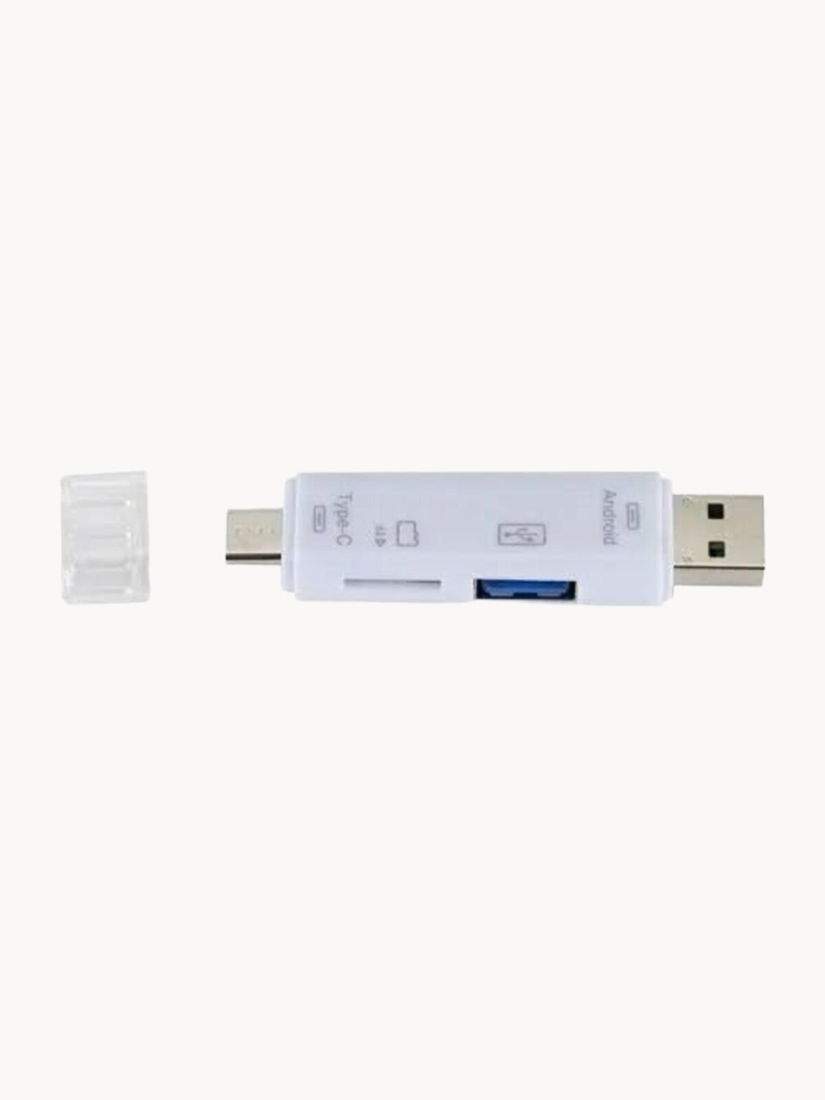 Картридер 5 в 1 высокоскоростной универсальный OTG белый /Usb TypeC/Usb/mUsb/Tf/SD