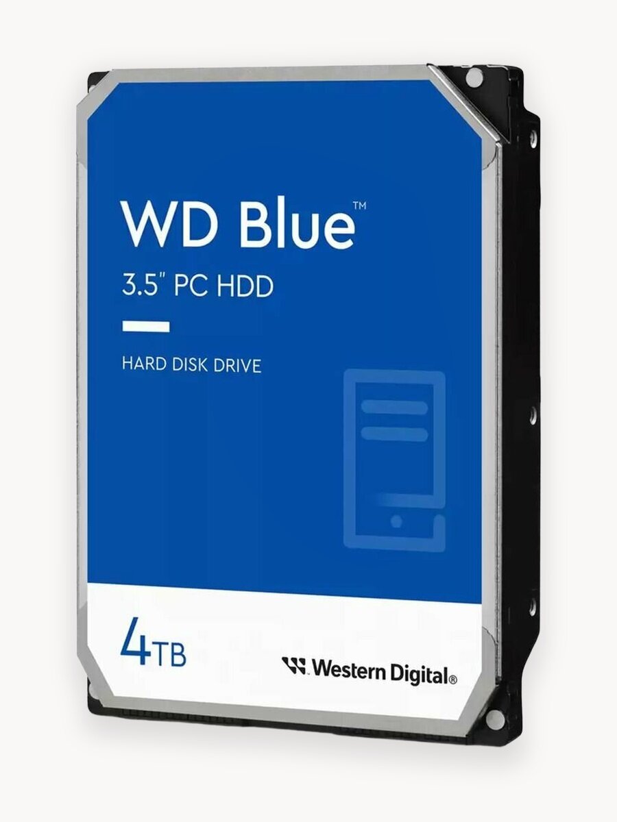 Жесткий диск WD Blue WD40EZAX, 4ТБ, HDD, SATA III, 3.5", 5400 об/мин, буфер 256МБ, CMR - для ПК