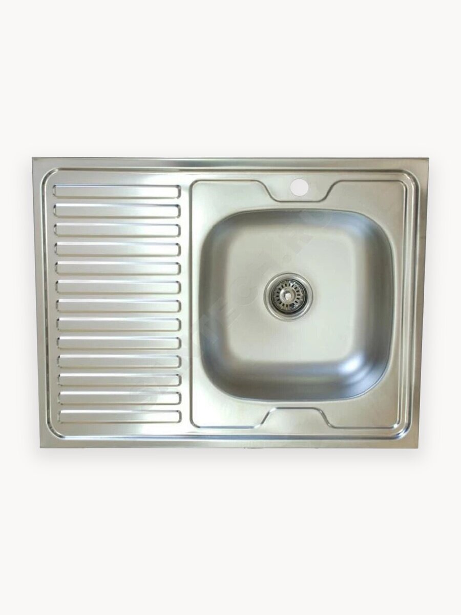 Мойка правосторонняя накладная 800х600х130мм сталь нержавеющая AISI 430 без сифона выпуск 1 1/2" Владикс V-401