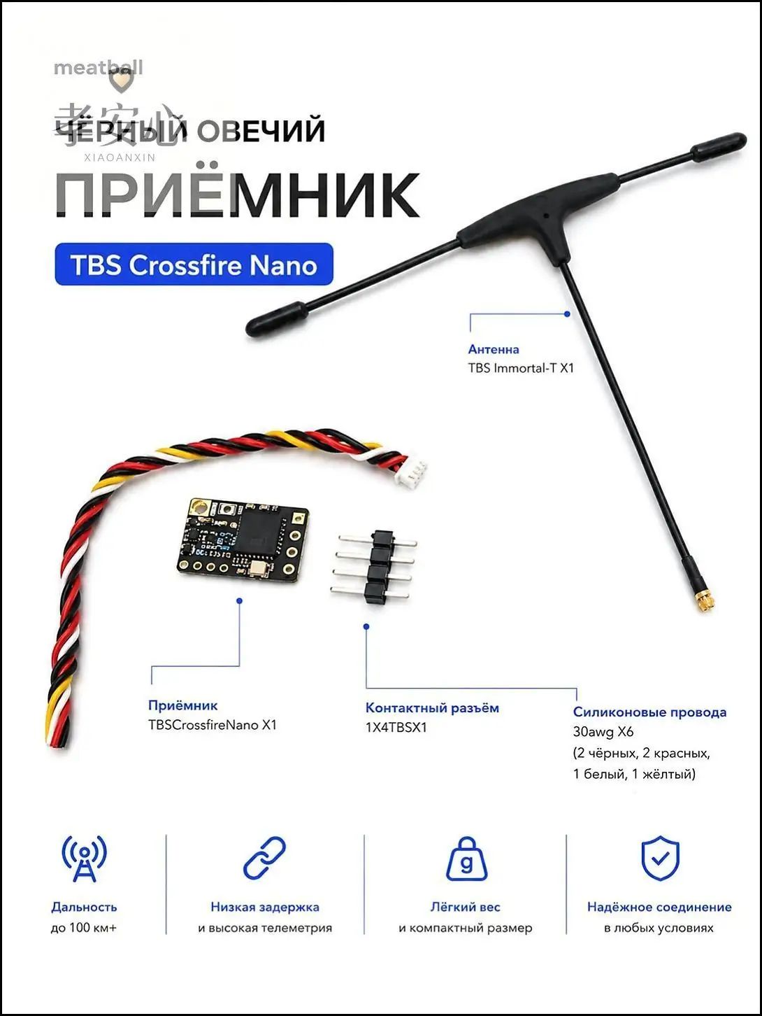 Премиум приемник 915 Nano RX черный, применяемый в радиоуправляемых моделях