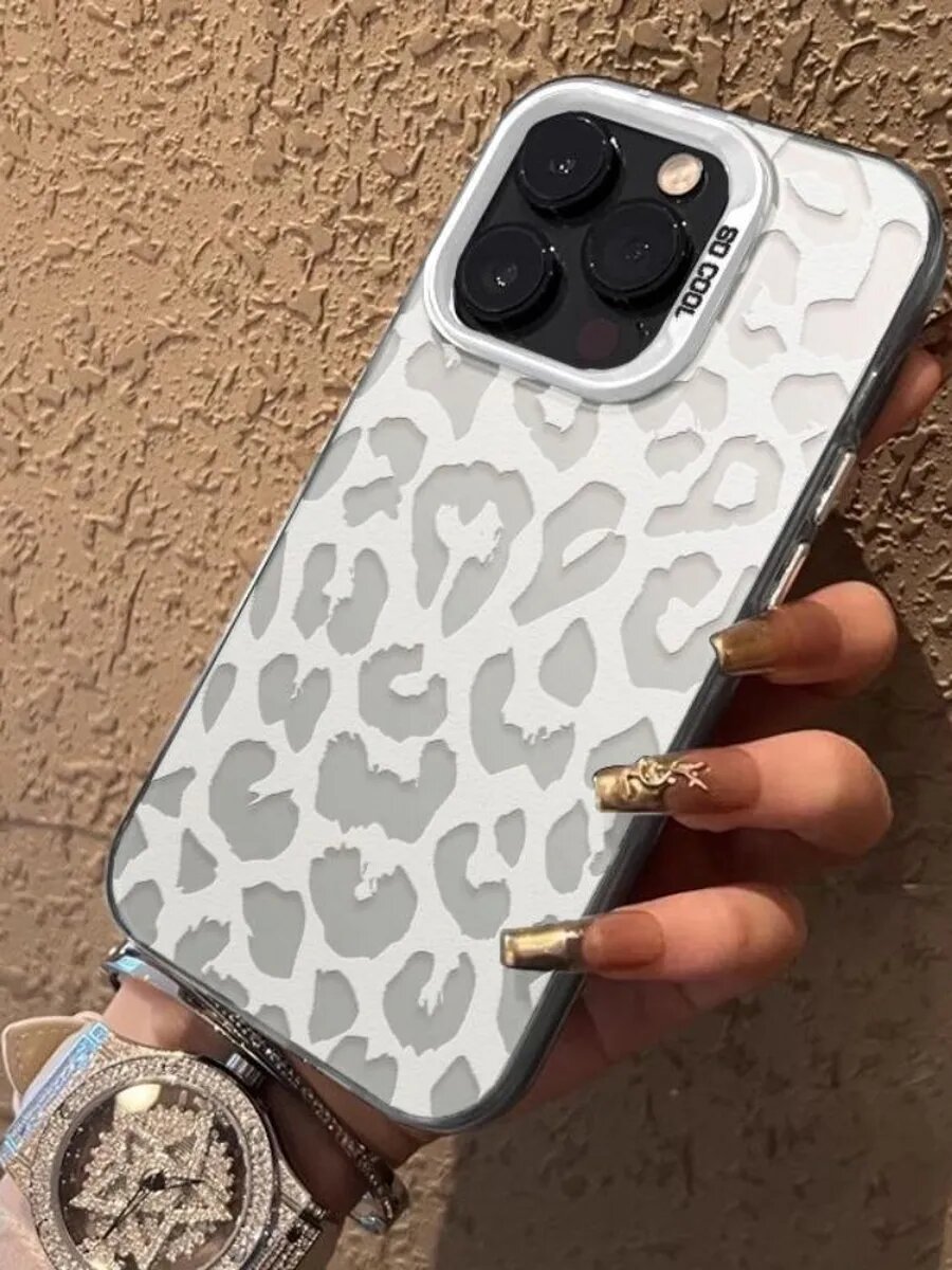 Чехол на IPHONE 12 PRO MAX белый с Молочно-белая леопардовая