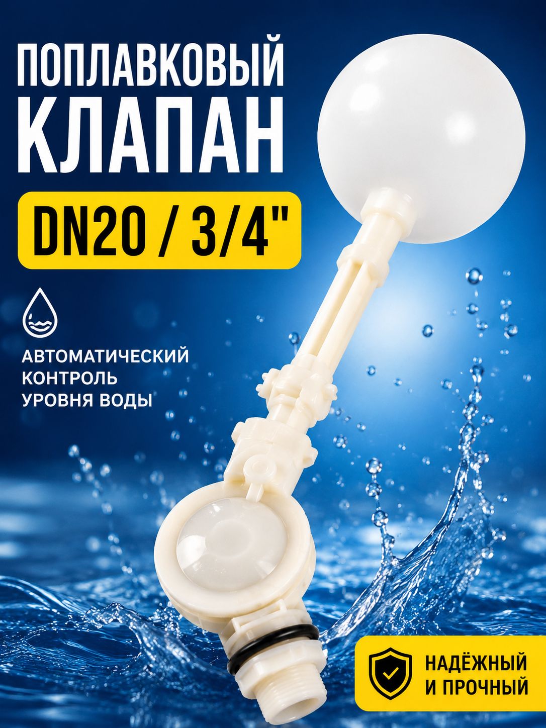 Поплавковый клапан Профитт для бочки / емкости 3/4" НР,1 шт