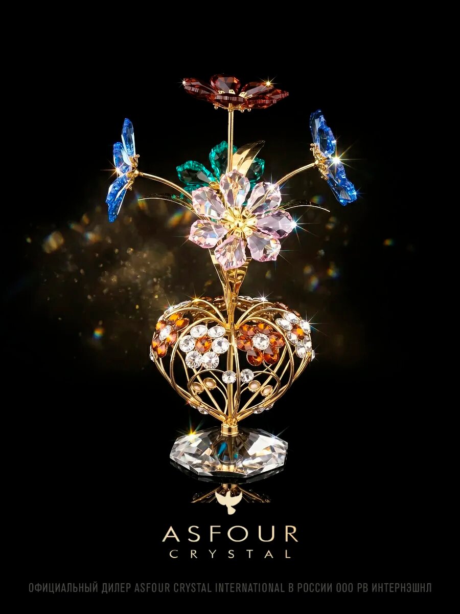 Сувенир из хрусталя "Ваза с цветами". Asfour Crystal
