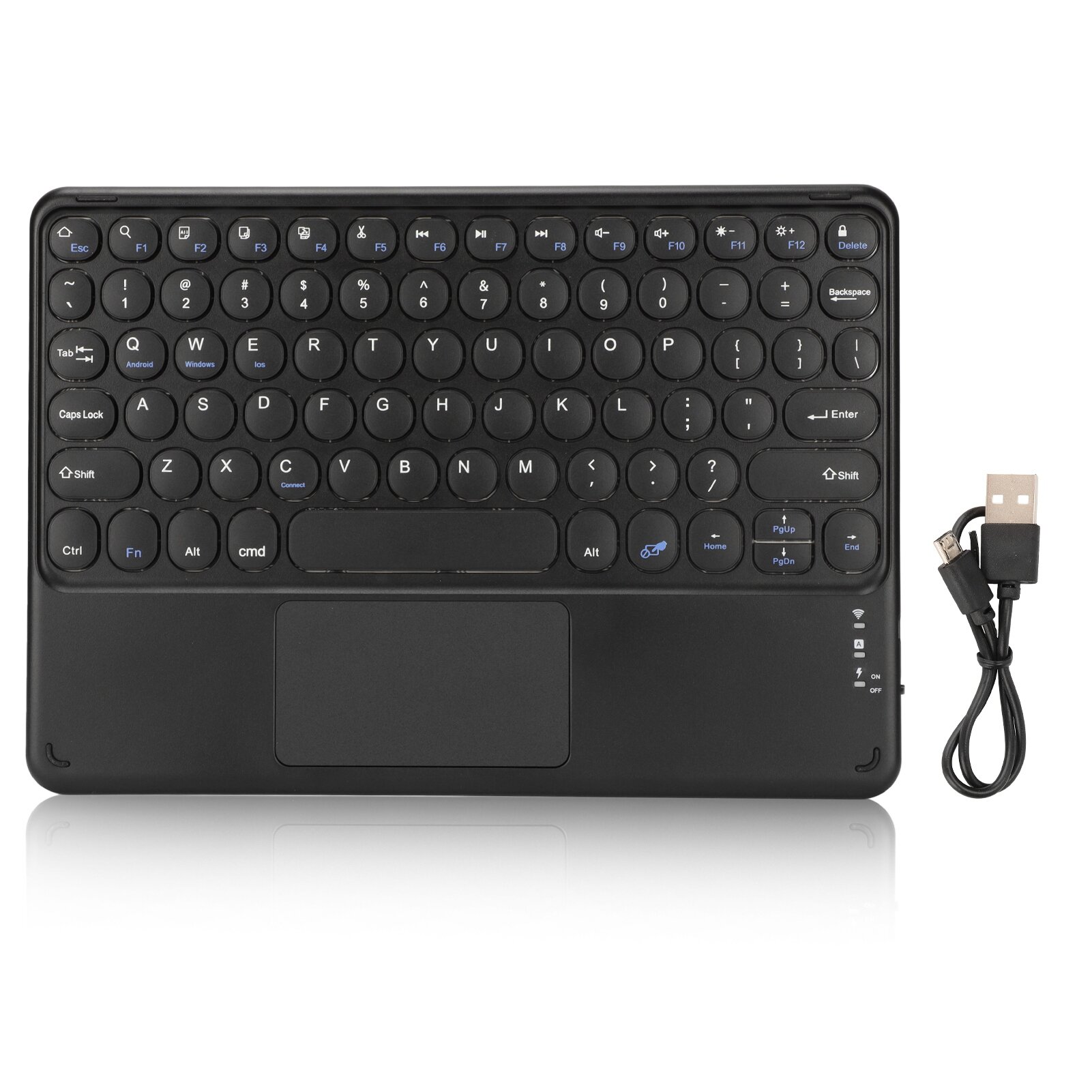 10 -дюймовый беспроводной Bluetooth Touchpad клавиатура ретро -круглу