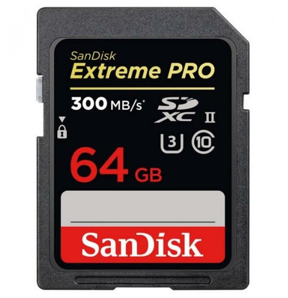 Карта памяти SanDisk Флеш SD 64GB SDXC Class 10 UHS-II Extreme Pro, 300 Mb/sec SDSDXPK-064G-GN4IN