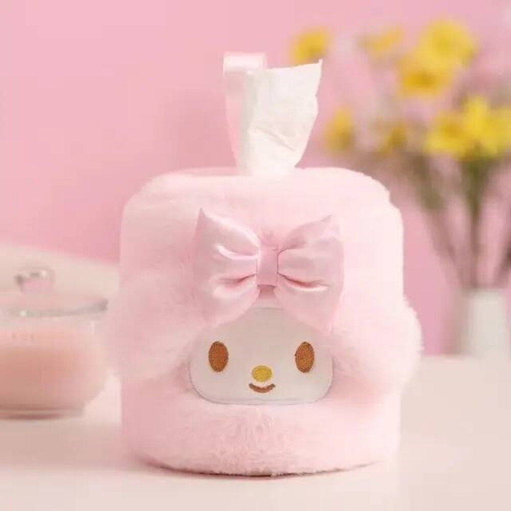 My Melody Hangyodon My Sweet Piano Kawaii Plush Tissue Drawer Car Mounted Household Simple Desktop Drawer Box Birthday Present