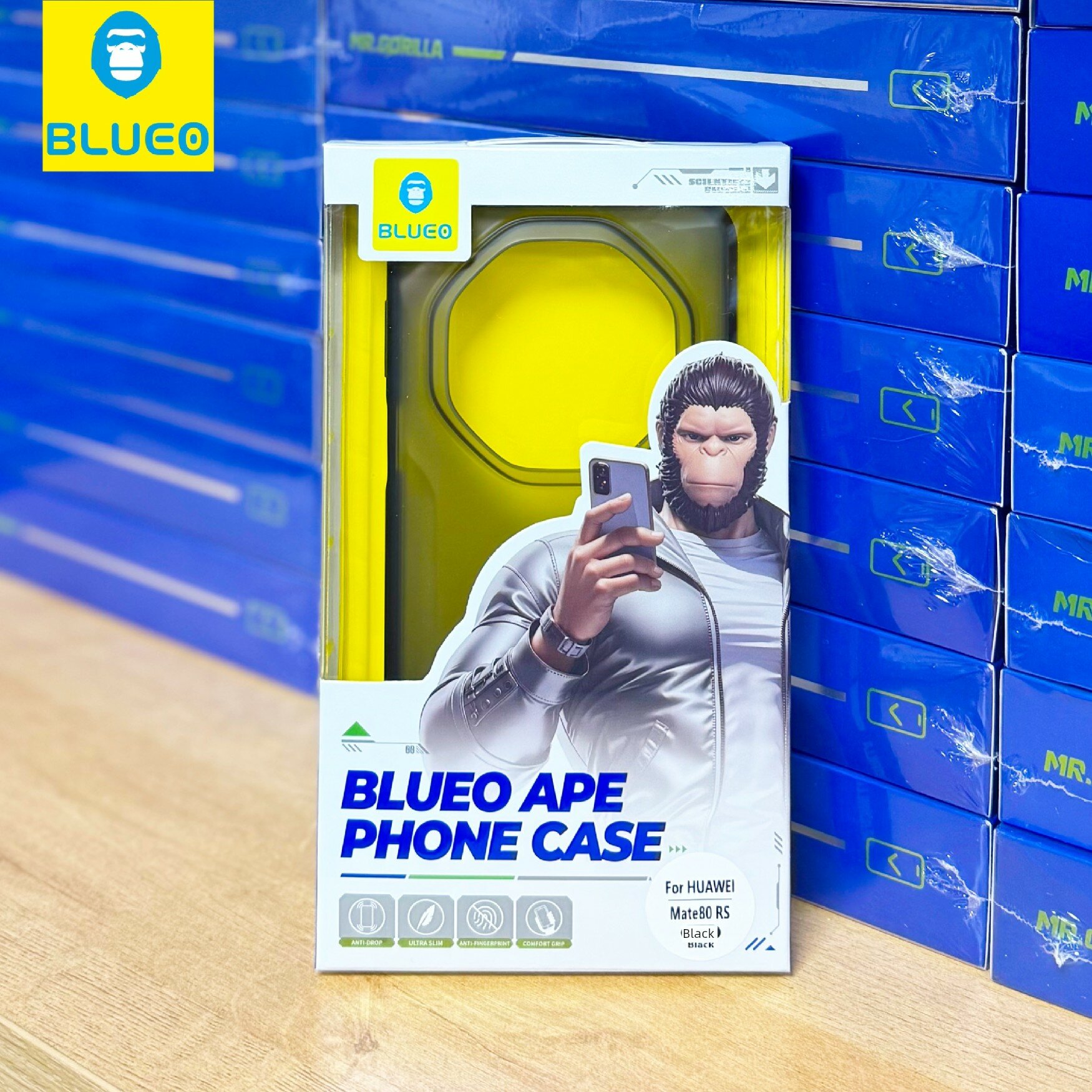 Чехол Blue Monkey с матовой поверхностью для Huawei Mate80 RS — черный, полная защита от ударов