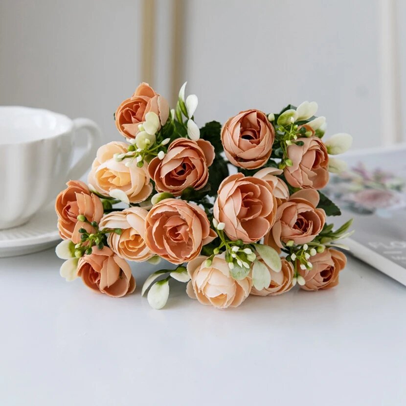 Искусственные цветы шелковые розы dywjt Шампанское