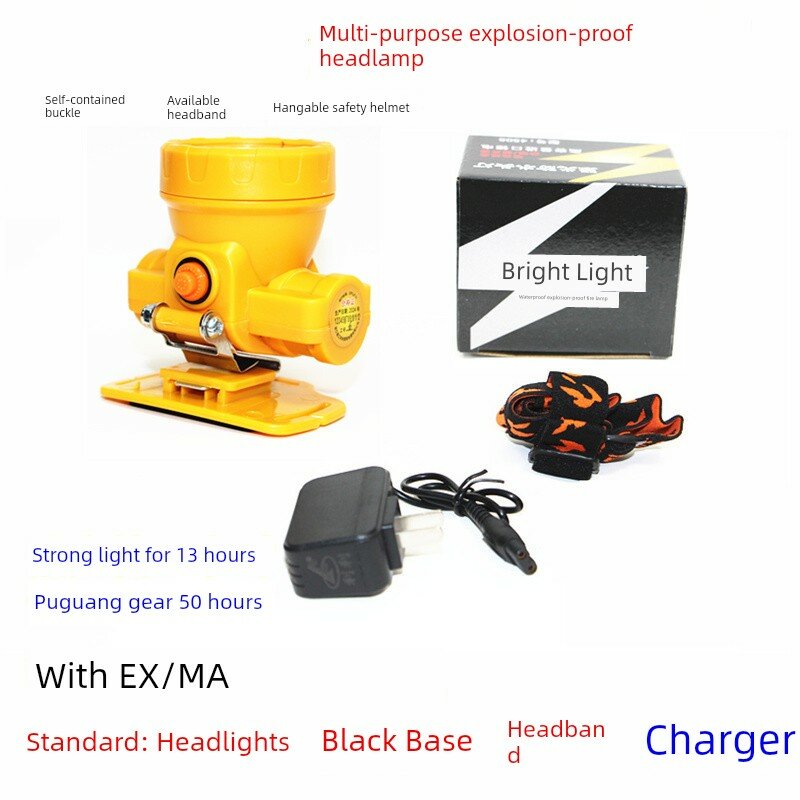 Взрывозащищенный налобный фонарь с длительным временем автономной работы, мощным светом, для шахтерских касок,