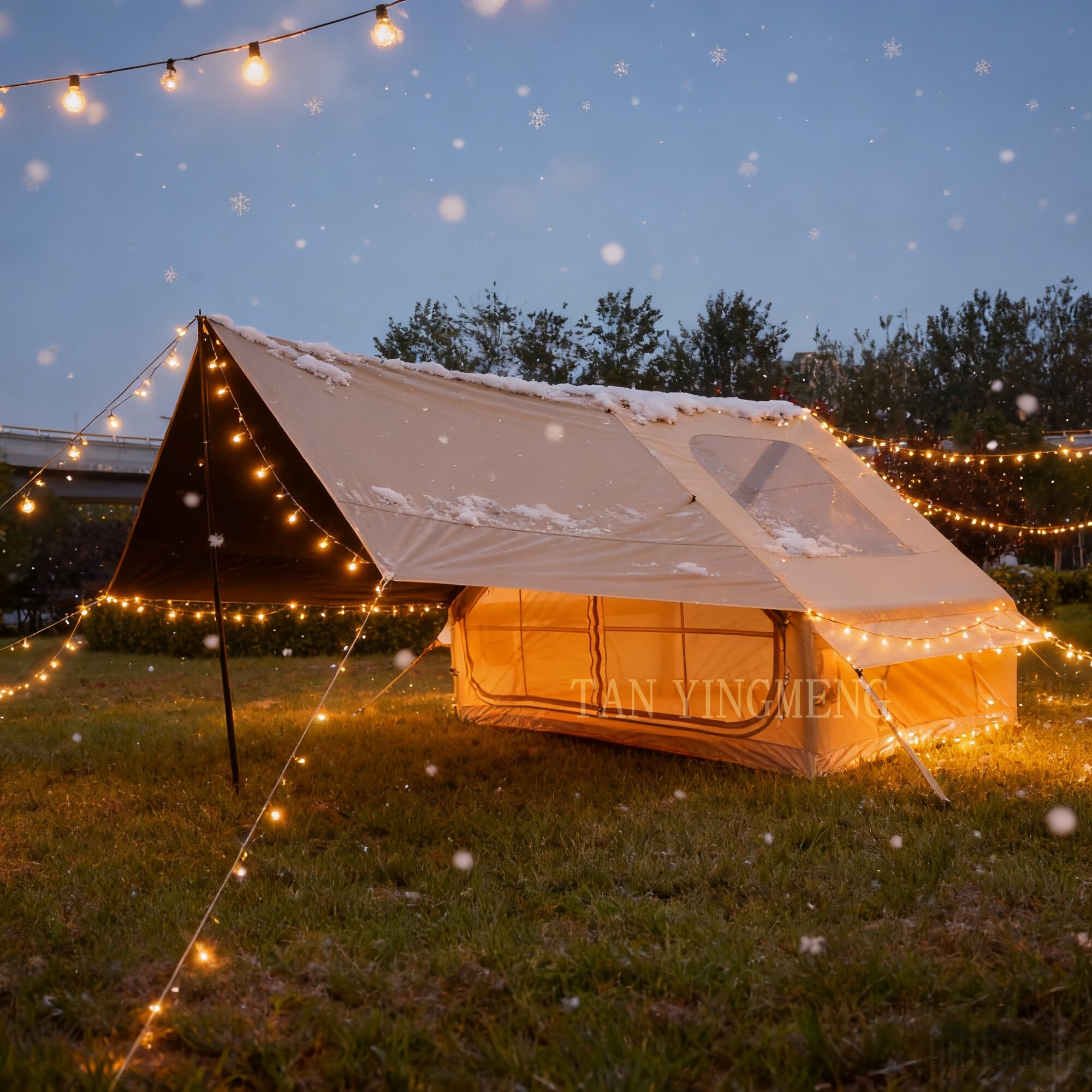 6,3 квадратных градуса плюс небесное окно цвета хаки с надувной палаткой на открытом воздухе