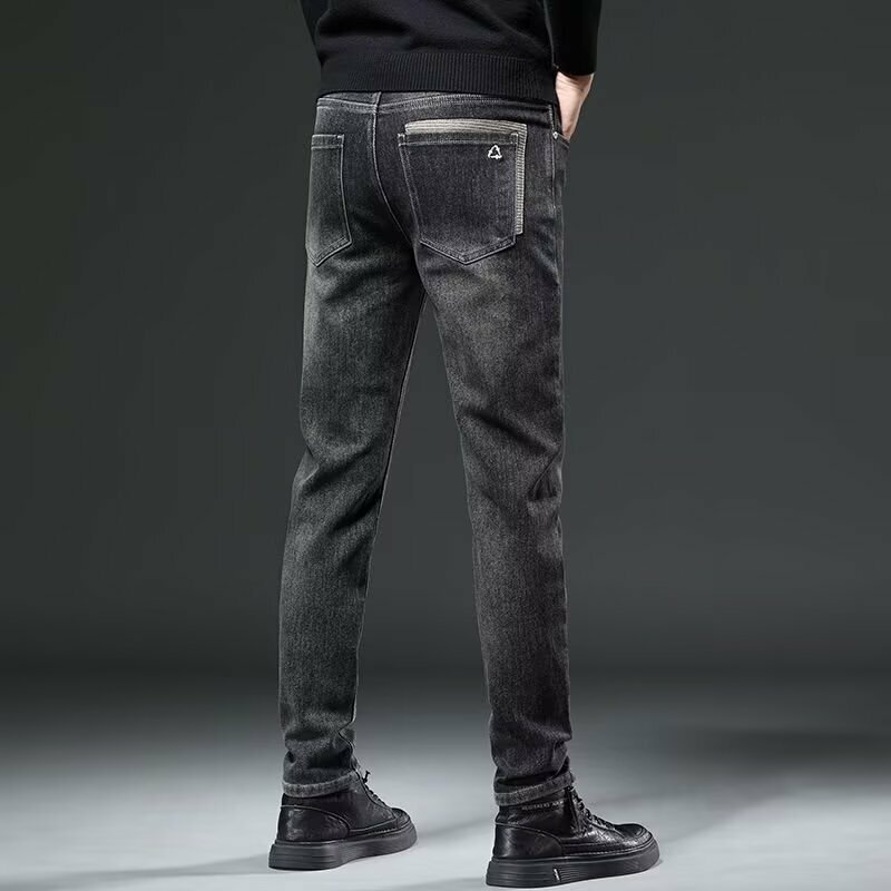 Тренд RONG CH Мужские Джинсы Высокий Улица Потертые Слим Тейперд Деним, Размер_36