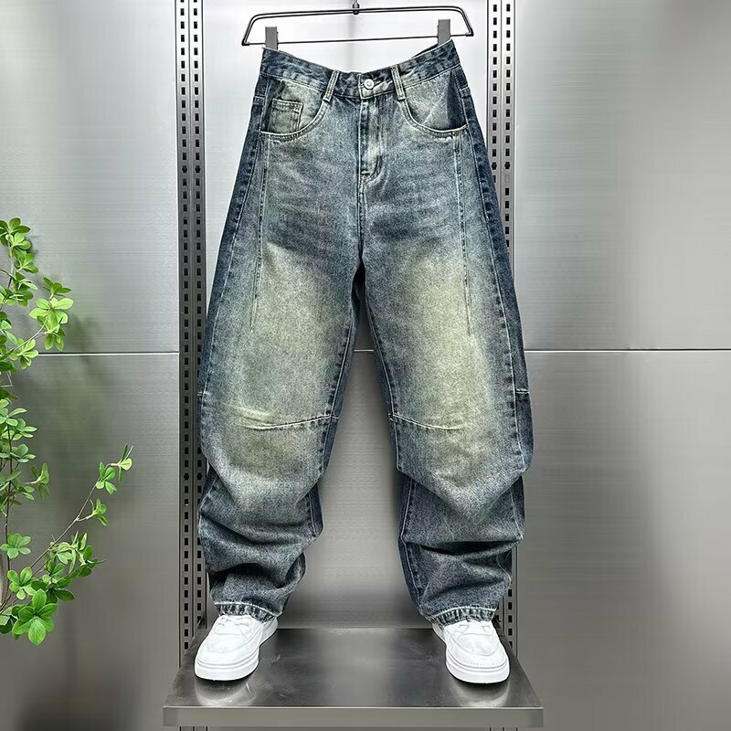 Тренд RONG CH Мужские Джинсы Осенние Изогнутые Потертые Стрейт Деним, Размер_29