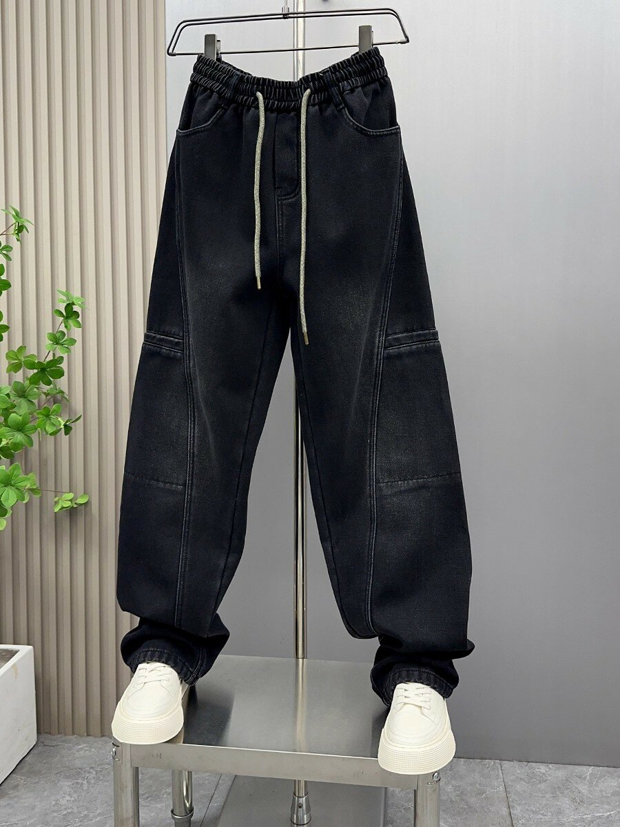 Тренд RONG CH Мужские Джинсы Осень Новые Стрейт Свободные Стиральные Кроп Деним, Размер_S