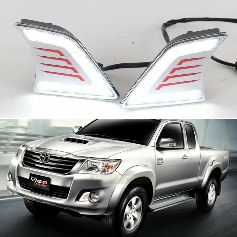Фары автомобильные, Огни дневные ходовые, арт. R-Hilux-12-14-Серебристый