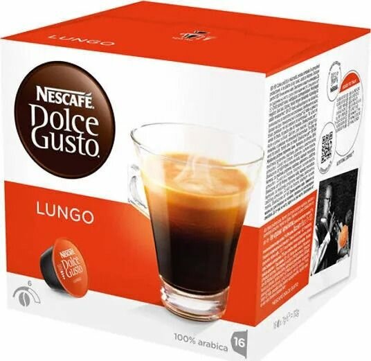 Кофе капсульный Nescafe Dolce Gusto Lungo, для системы Dolce Gusto, 16 шт