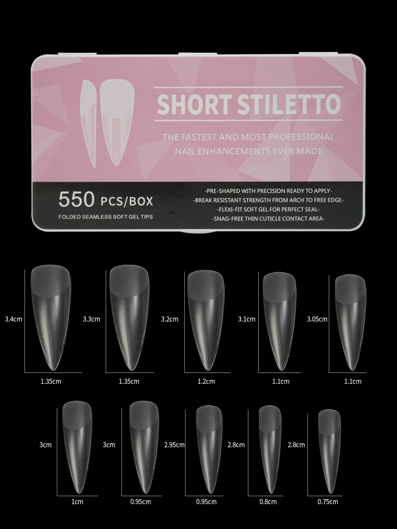 Alistone Полное покрытие мягкие гелевые типсы для ногтей, 550 шт. 2306-48-02