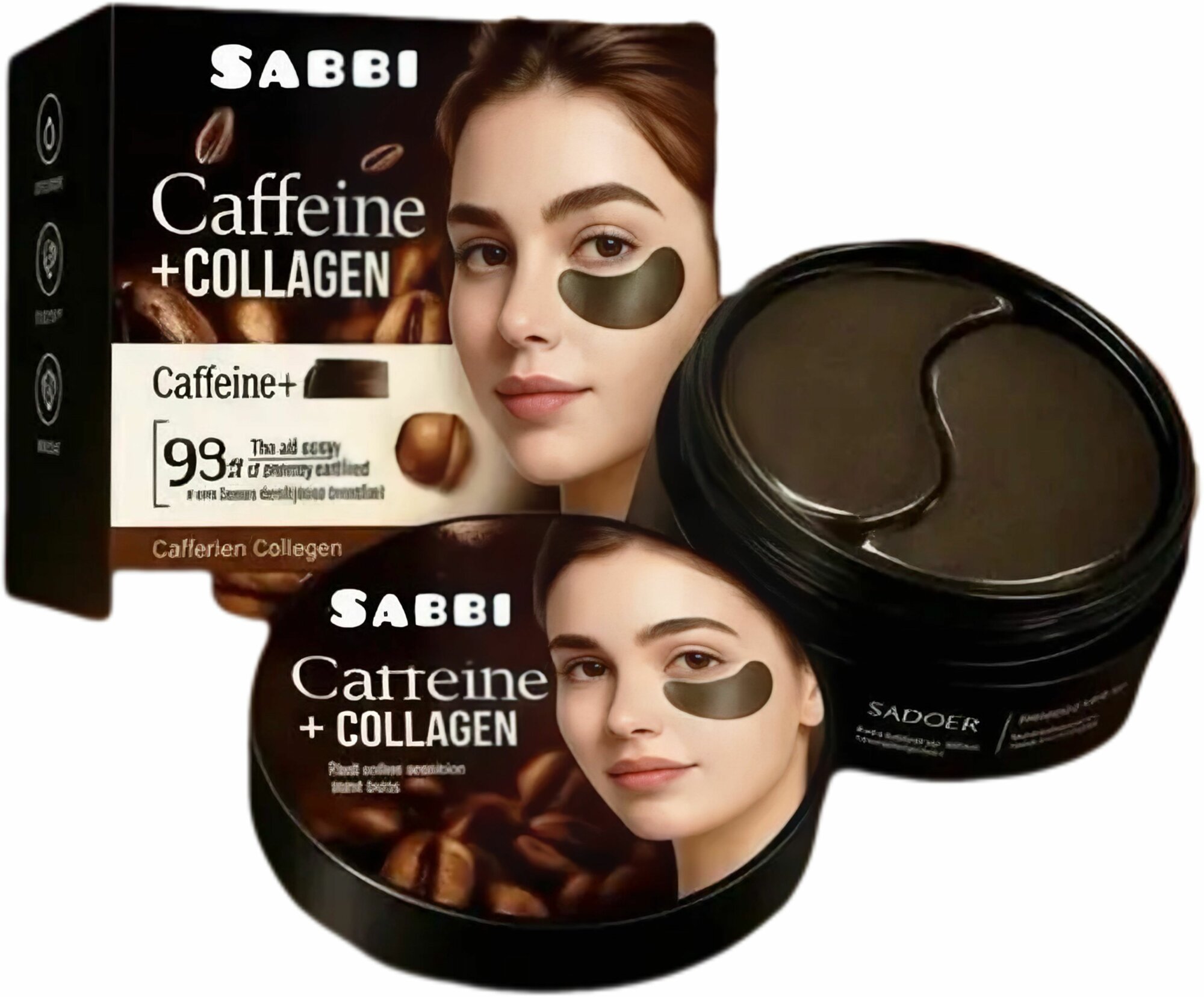 Sabbi Патчи для глаз гидрогелевые, кофейный экстракт, EYE MASK 60 шт.