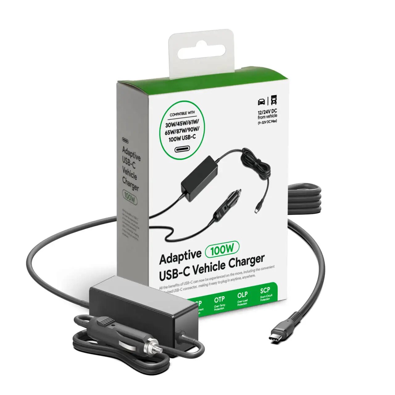 Автомобильное зарядное устройство постоянного тока 5 В-20 В, 100 Вт, 65 Вт, USB Type C, универсальный адаптер для ноутбука и телефона для Lenovo MacBook, быстрая зарядка прикуривателя 12-24 В