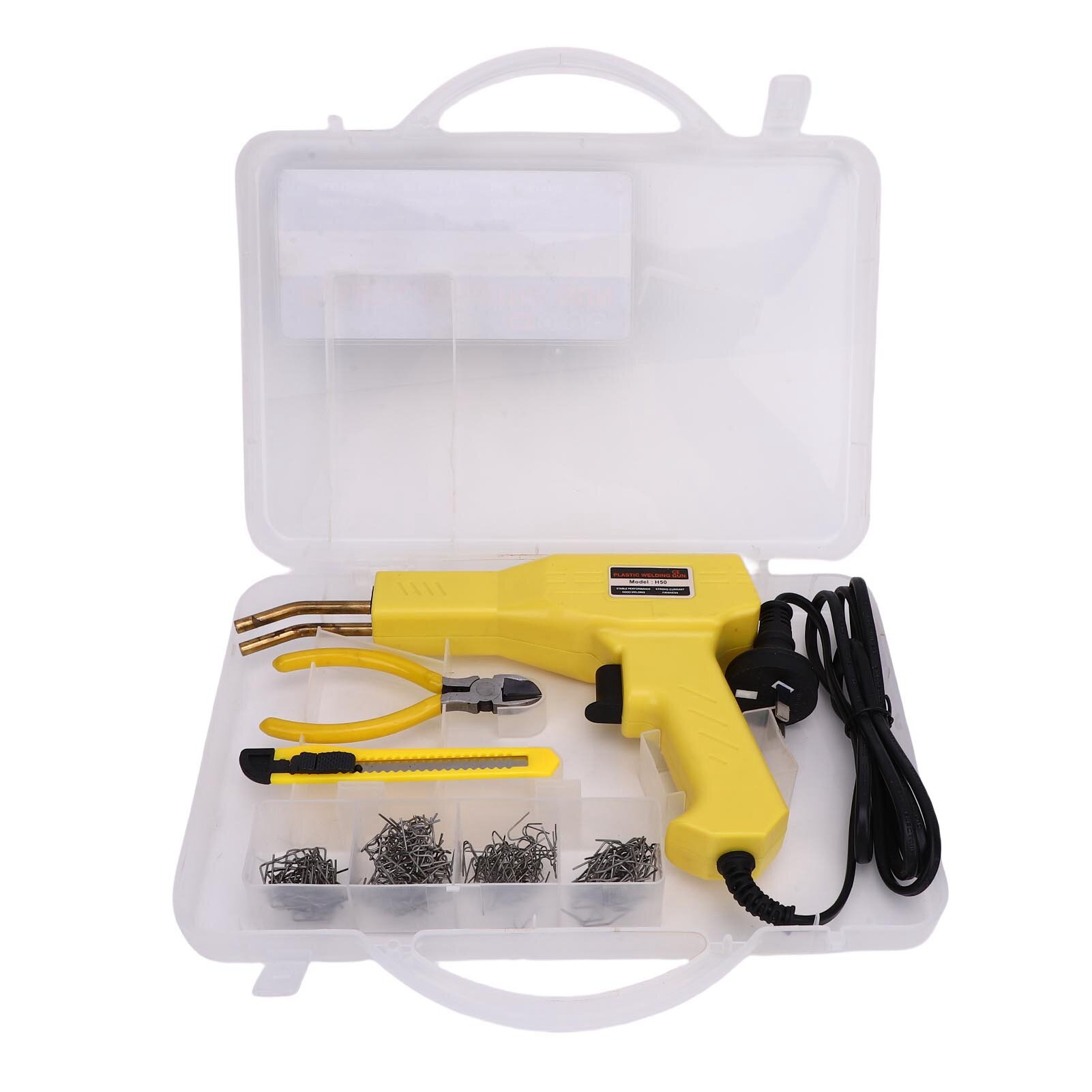 Аппарат для сварки пластика с комплектом для ремонта автомобильных бамперов (200 скоб), для ремонта усиленных пластиковых деталей автомобилей, желтый, австралийская вилка (AC220V).