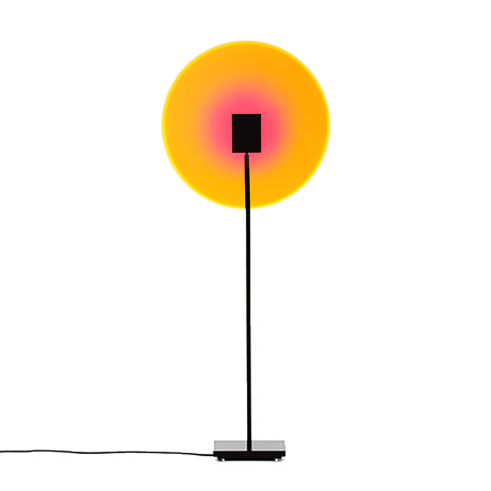 LED Sunset Projector Home Night Light Floor Lamp Wall Decorations Light Photography Live Broadcast Background Lamp, 1.6m, 110-240 voltage, metal+glass, black, yellow, blue purple, 540*210*74mm, 3057g, 1 Floor Lamp