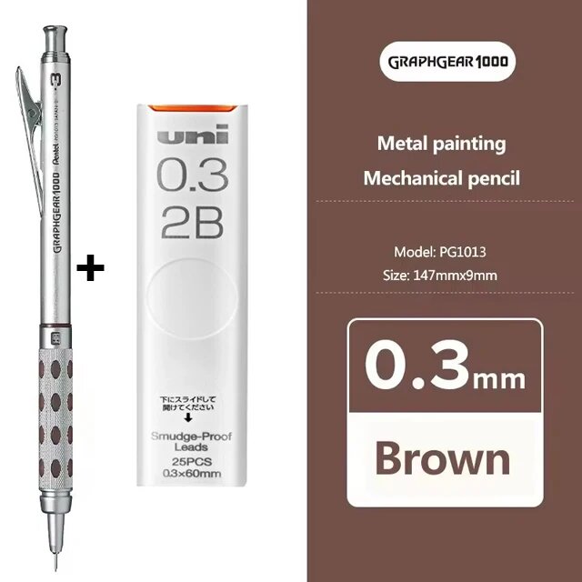 Механический карандаш Pentel Graphgear 1000 0,3/0,5/0,7/0,9 мм PG1013 2B Set