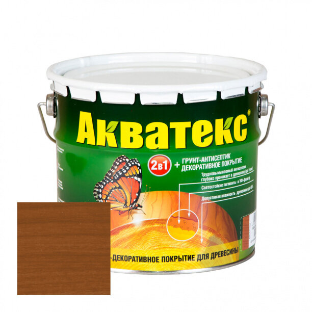 Покрытие для дерева защитное Акватекс 2 в 1 орех 3 л