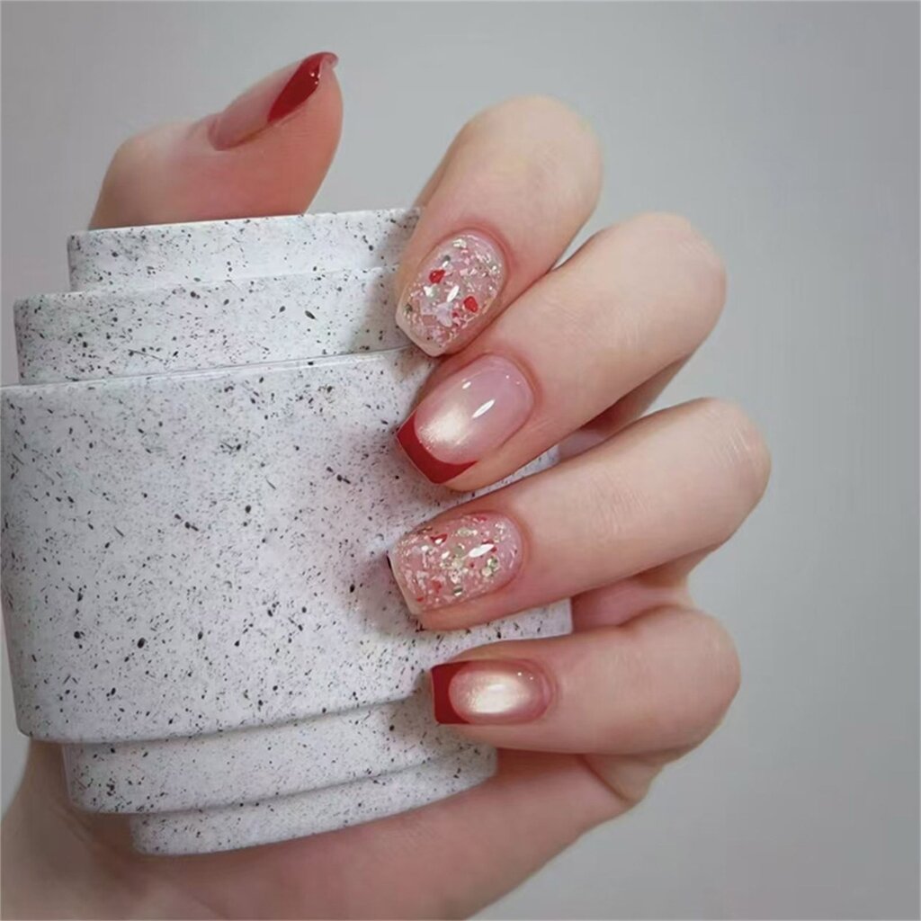 30шт Мода Кошачий Глаз Короткий Гроб Пресс на Ногтях Блестит Маникюр Нейл-Арт