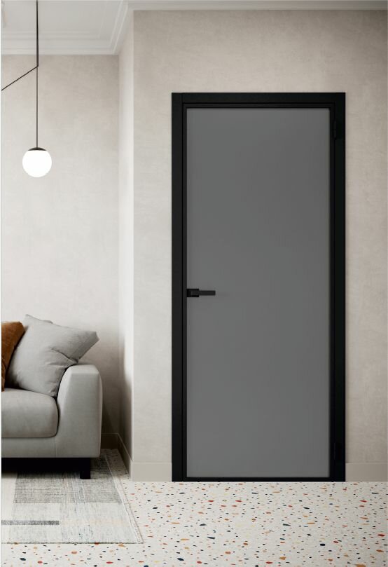 Межкомнатная алюминиевая дверь 800*2000 System (R00, Matelux Grey , Black Sand (Шагрень))
