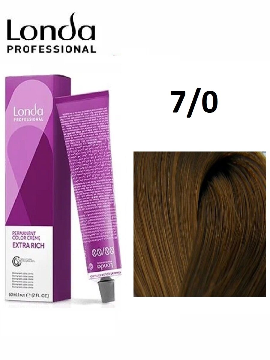 Londa Professional 7/0 Стойкая крем-краска Londacolor Creme Extra Rich, блонд натуральный интенсивный, 60 мл