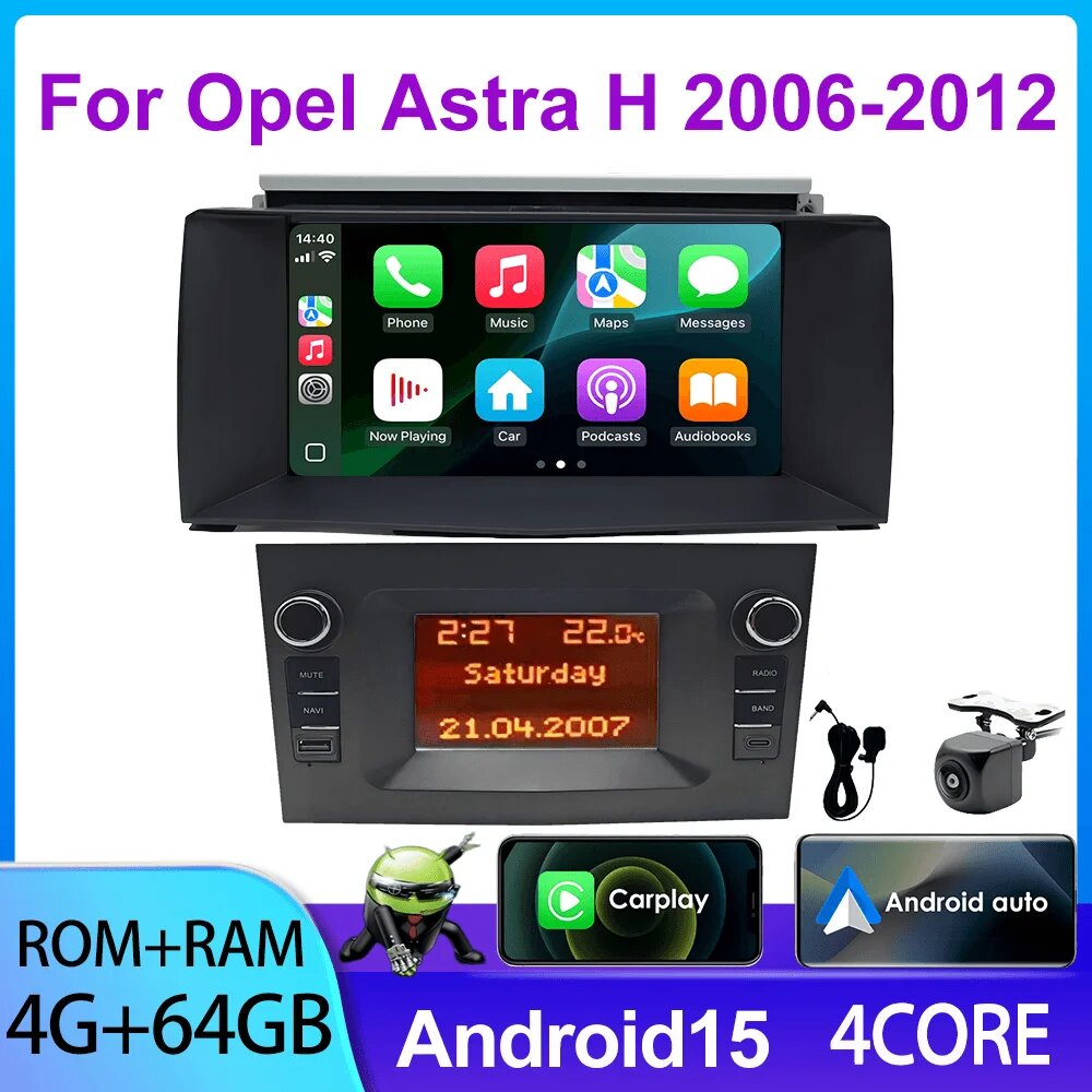 7-дюймовая автомобильная GPS-навигационная система для Opel Astra H 2006-2012, головное радио с беспроводным мультимедийным Carplay CD DVD, авторадио