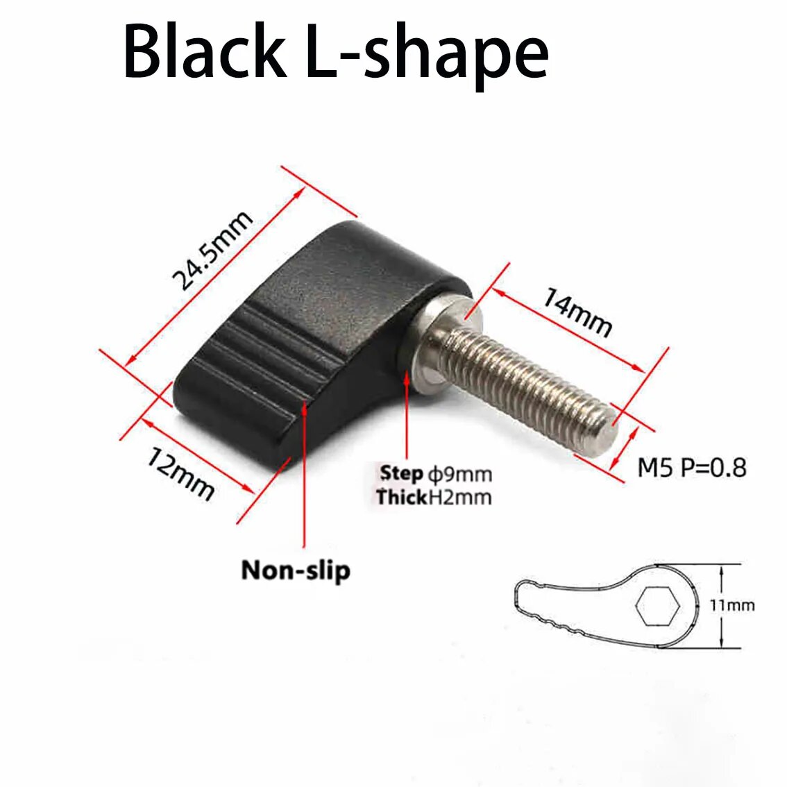 Регулируемые винты с накатанной ручкой M4 M5 M6 M8 M6 x 35mm, Black L-shape