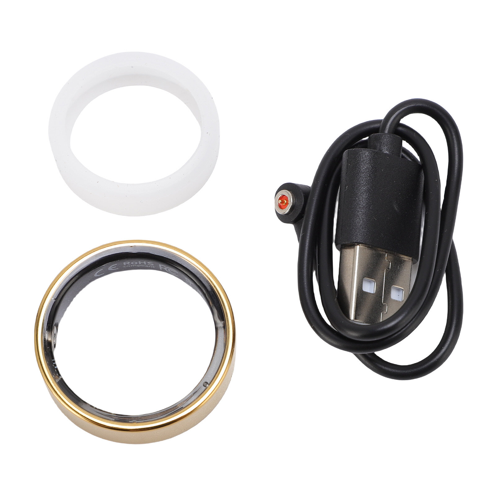 Фитнес -трекер кольцо с шагом калорий подсчета Управление жестами Взятие фото -видео страницы Turner 50 -метровая гидроизоляция Smart для спортивного бега размер 11: ок. 20,6 мм / 0,81 дюйма внутреннего диаметра золото