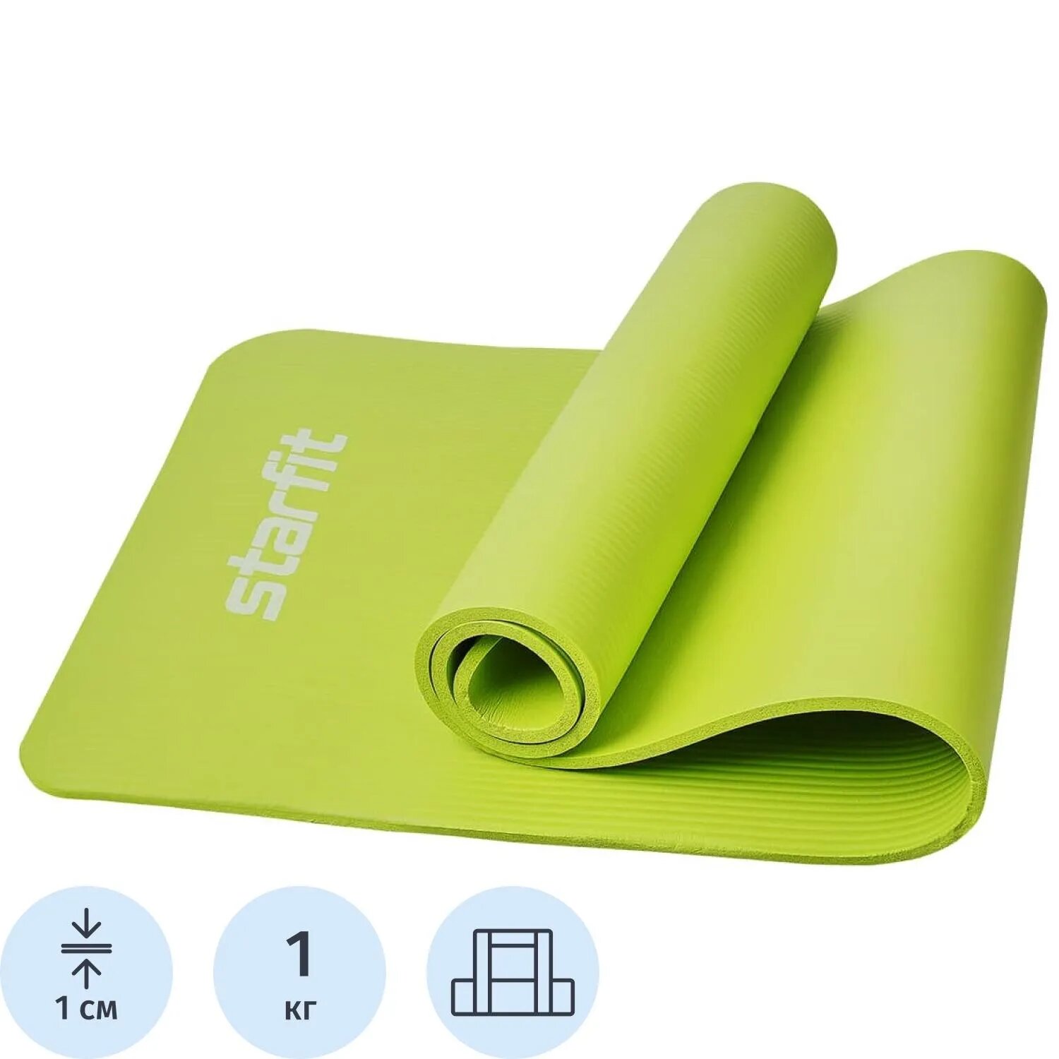 Коврик для йоги STARFIT FM-301 NBR, 1.0 см, 183x61см, лаймовый, ЦБ-00002281