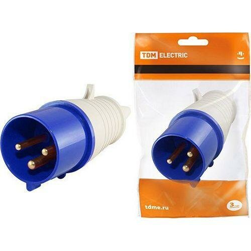 Вилка 63А 220В 2Р-РЕ IP54 023 TDM