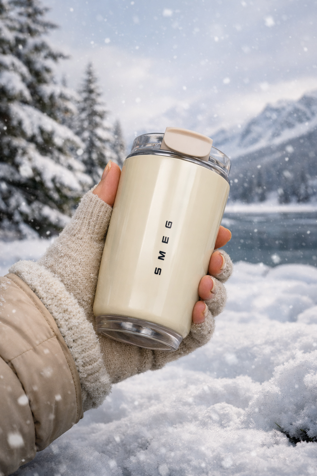 Термокружка "Smeg", нержавеющая сталь/пластик, бежевая, 240мл