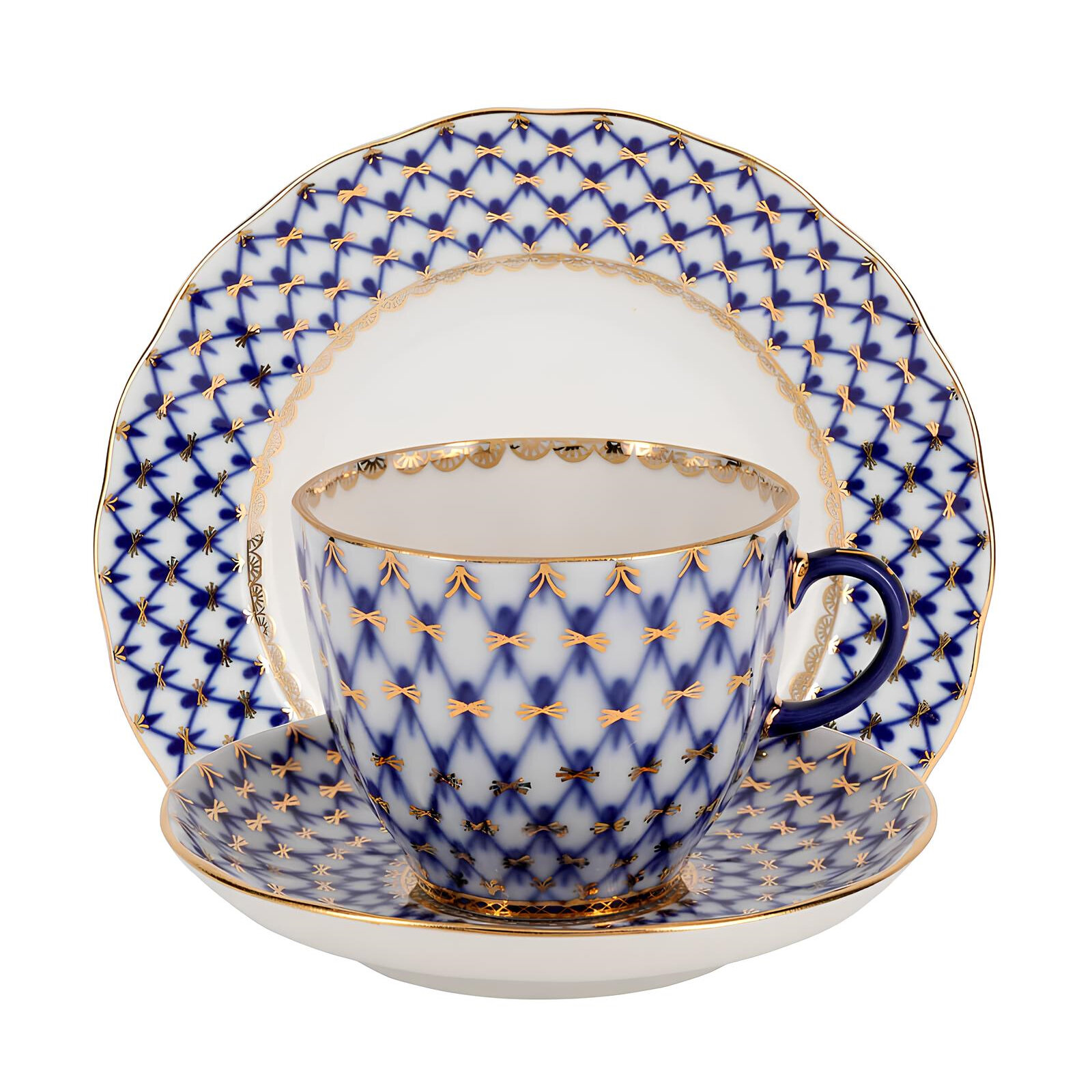 Кофейный набор ИФЗ Тюльпан, Кобальтовая сетка, 140мл, 3 предмета, фарфор 81.10104.00.1