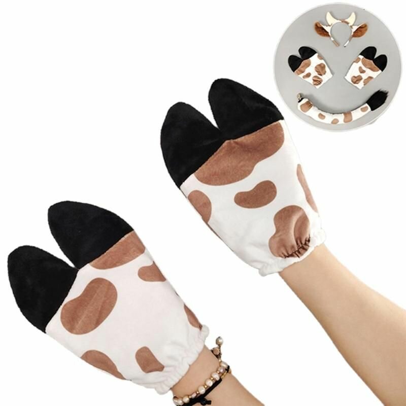 Костюм коровы с ушами, хвостом и перчатками, Коровье копыто коричнево-белое