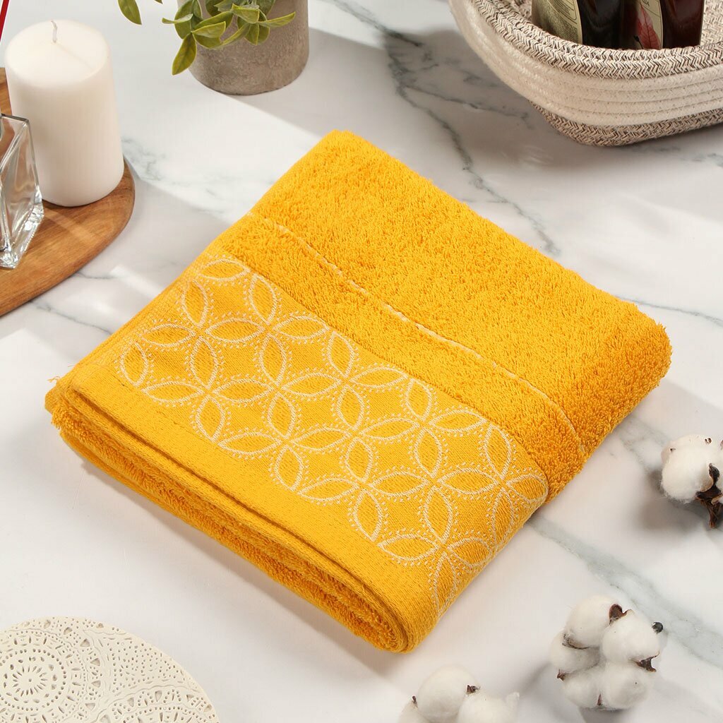 Полотенце махровое Silvano Фелиция 50х90 см, 100% хлопок, 550 г/м2, горчичное, Узбекистан