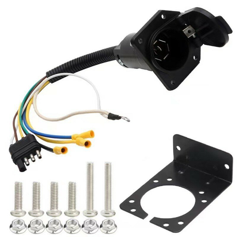 Адаптер для прицепа, конвертер с 4-контактного на 7-контактный, соединитель сигнала заднего света для автомобиля и автодома, силовой кабель