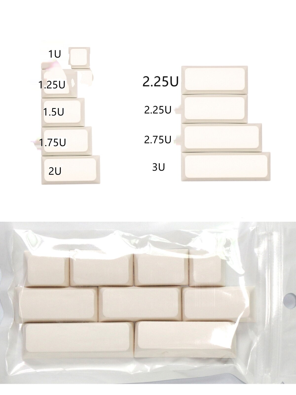 Комплект из 9 клавиш для раздельной клавиши пробела (профиль XDA (QX1) / профиль MDA), только для клавиатур с
